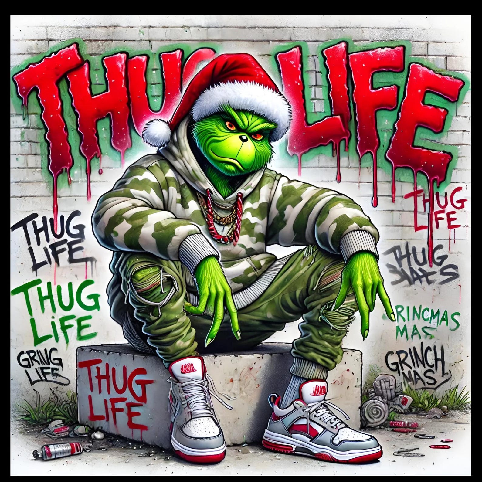 Thug Life Grinch Clipart, Grinch Christmas Clipart, Grinch Christmas ...