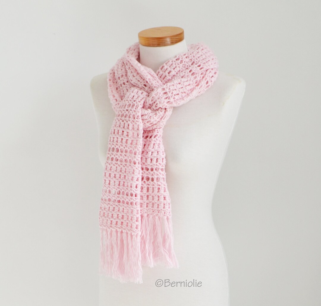 Crochet Shawl, Rectangle, Pink, Lace Scarf, Pink Scarf With Fringe ...