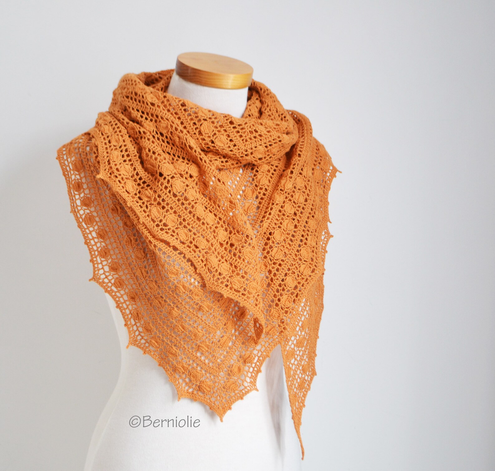 Crochet Shawl, Orange Shawl, Orange Lace Shawl, Lace Crochet Shawl ...