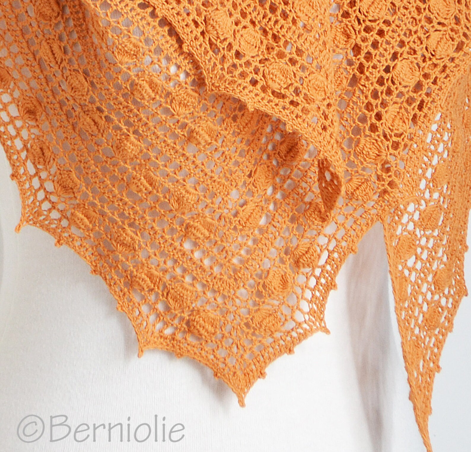 Crochet Shawl, Orange Shawl, Orange Lace Shawl, Lace Crochet Shawl ...