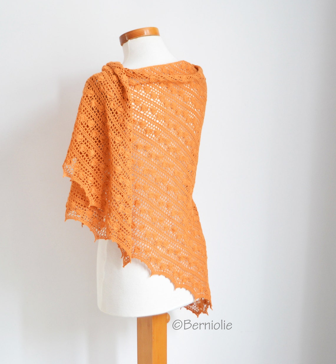 Crochet Shawl, Orange Shawl, Orange Lace Shawl, Lace Crochet Shawl ...