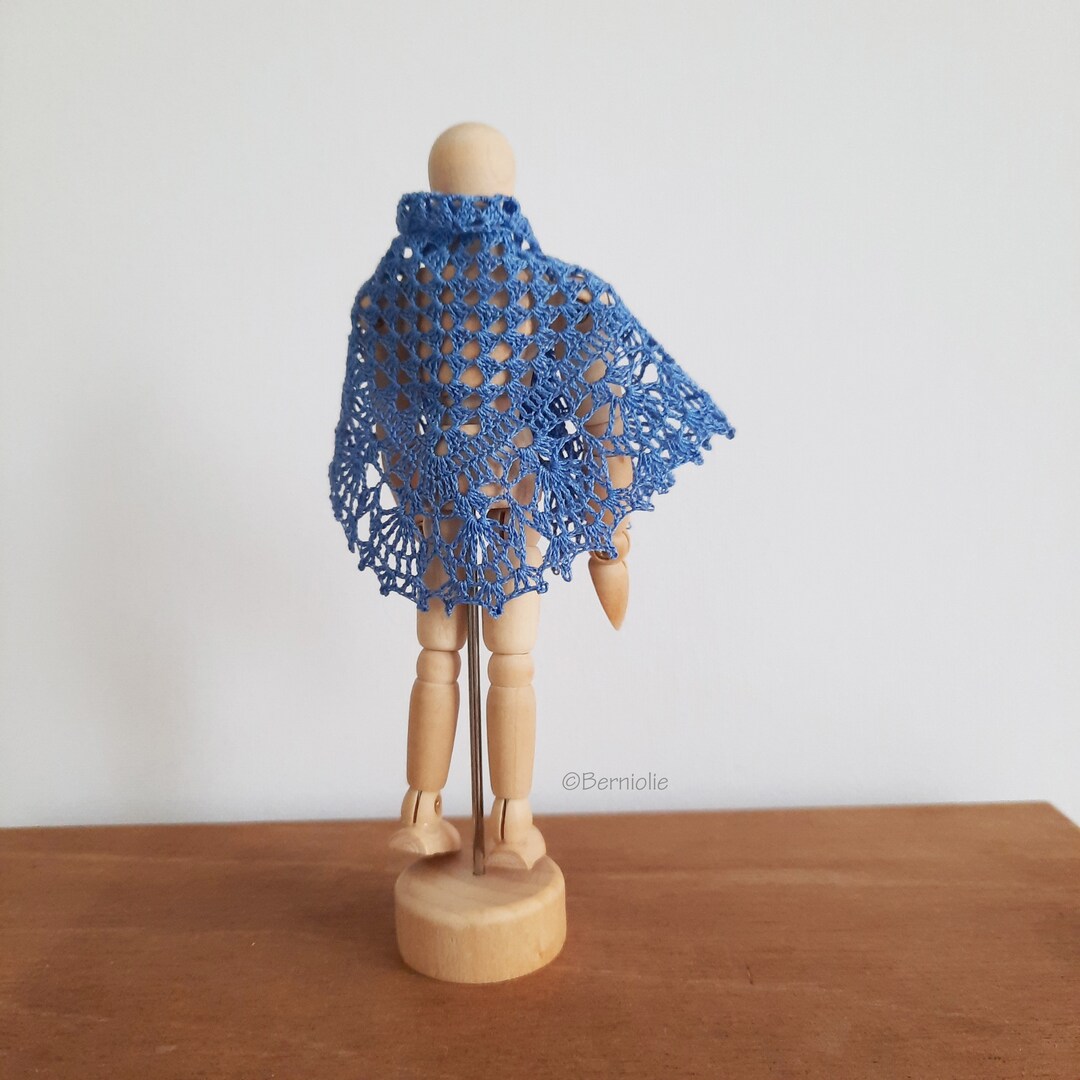 Crochet Doll Shawl, 1:12 Scale, Cotton Lace Shawl, Blue, READY TO SHIP ...
