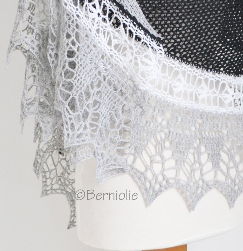 Crochet Lace Shawl, Scarf, Lace, Anthracite, White, Gray, R684 - Etsy