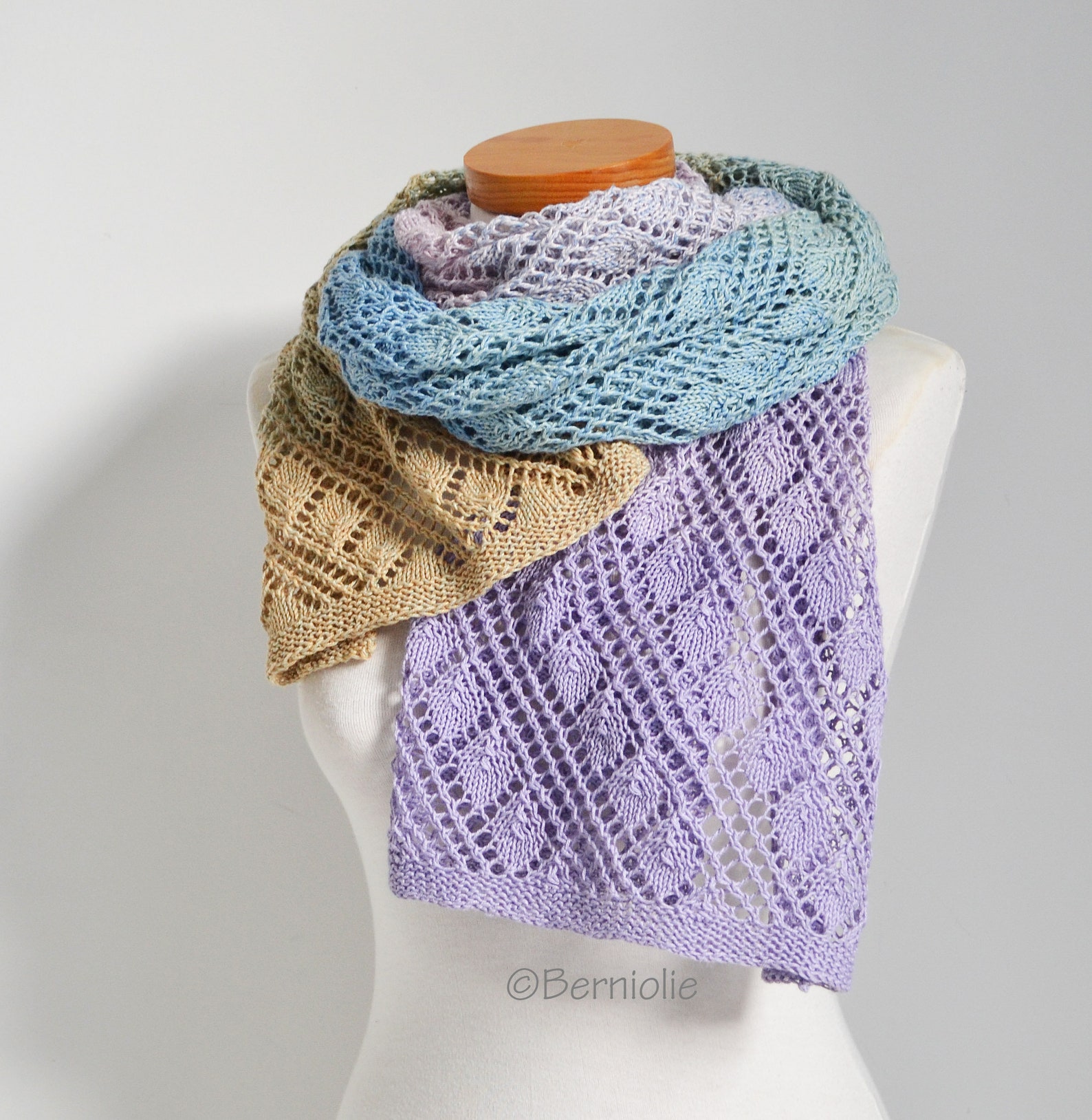 Knitted Shawl Lace Rectangle Pastel Rainbow Cotton Summer - Etsy