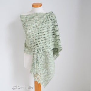 Crochet Shawl, Rectangle, Light Green, Green Scarf, Lace Wrap ...