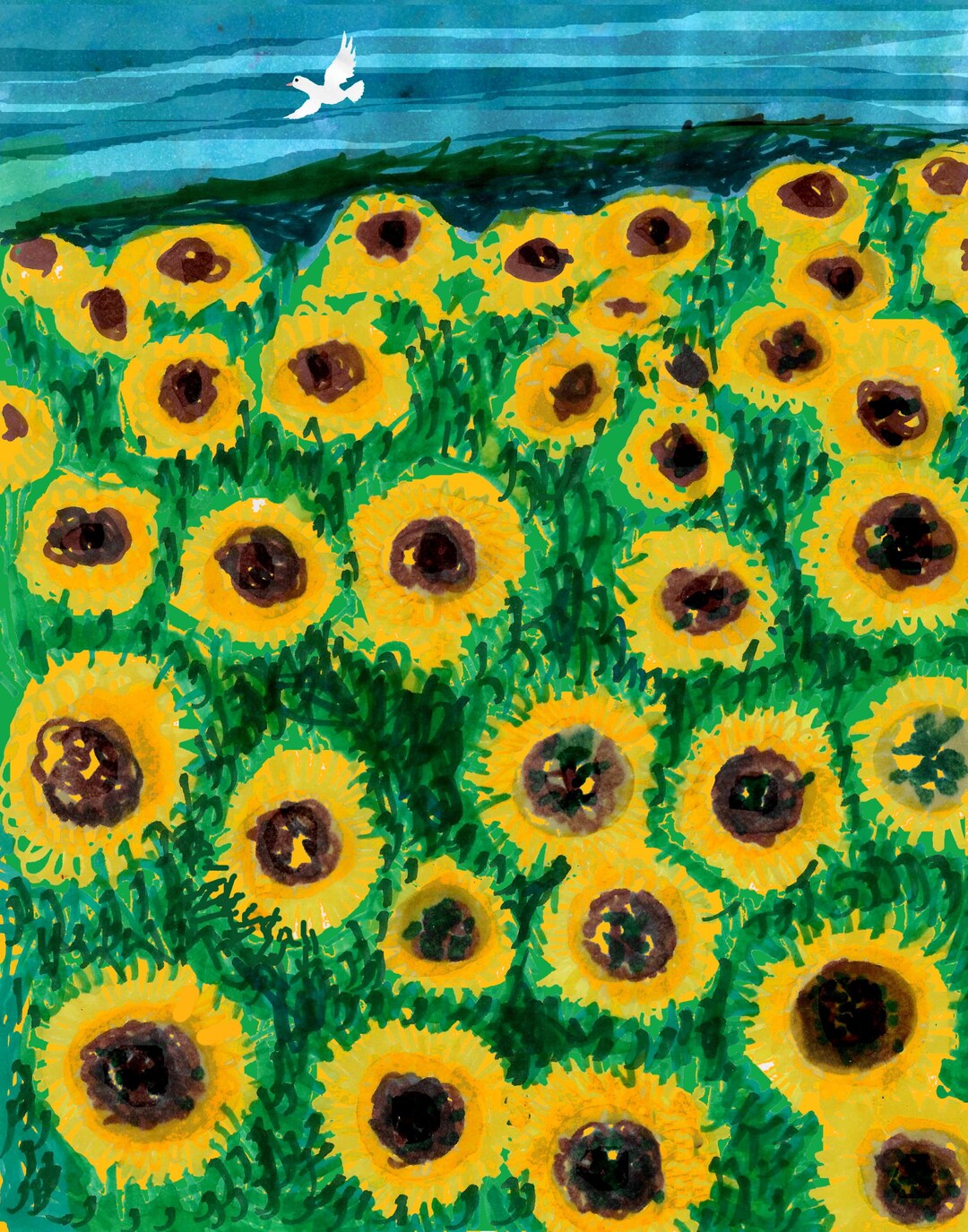 Sunflowers in Kibbutz K'far Aza by Shoshke - Poster Print - Etsy
