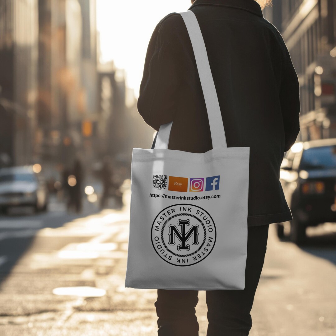 Custom Polyester Tote Bag: Personalized Text, Image, Logo - Etsy
