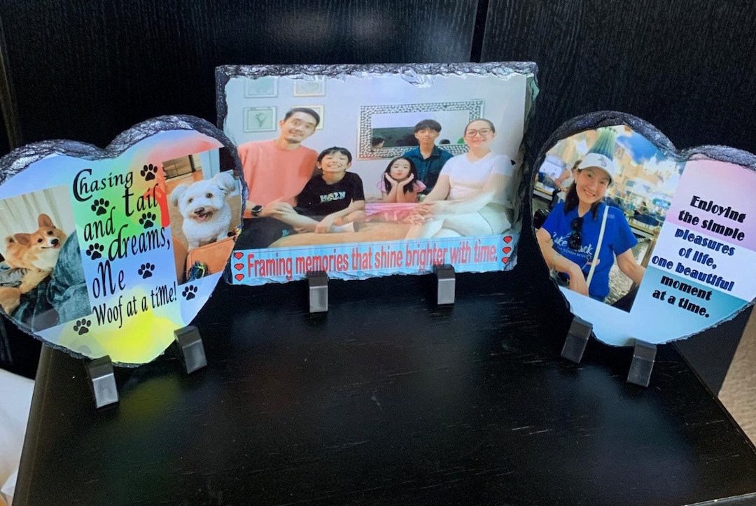 Personalized Picture Stone Frame Custom Photo Rock Slate Plaque Frames ...