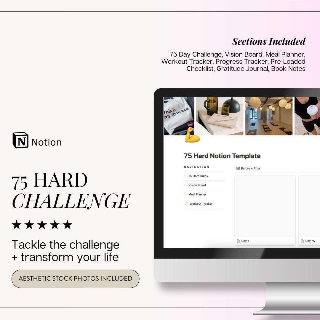 75 Hard Notion Tracker Notion Template Workout Tracker, Reading Tracker ...