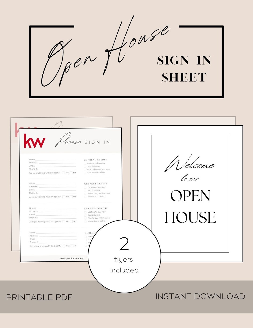 Open House Welcome and Sign- in Sheet - Etsy