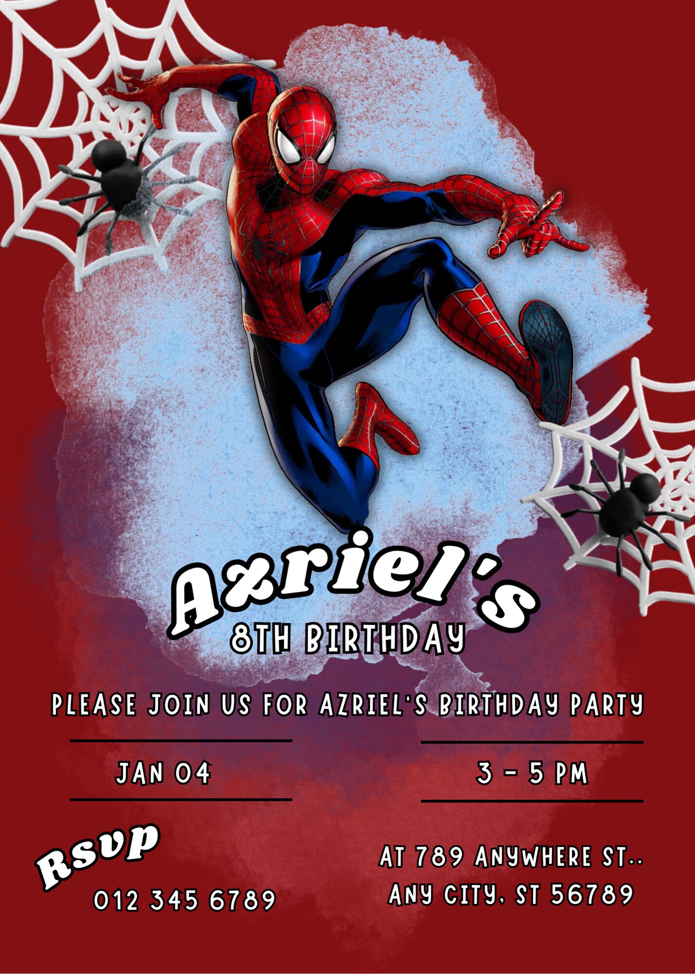 Editable Spiderman Invitation | Spiderman Birthday Party Invitation ...