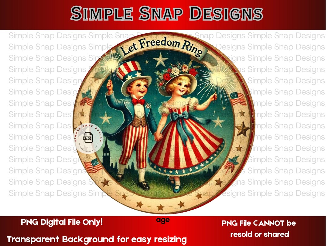 Let Freedom Ring PNG, Vintage Patriotic Digital Download, 4th of July ...