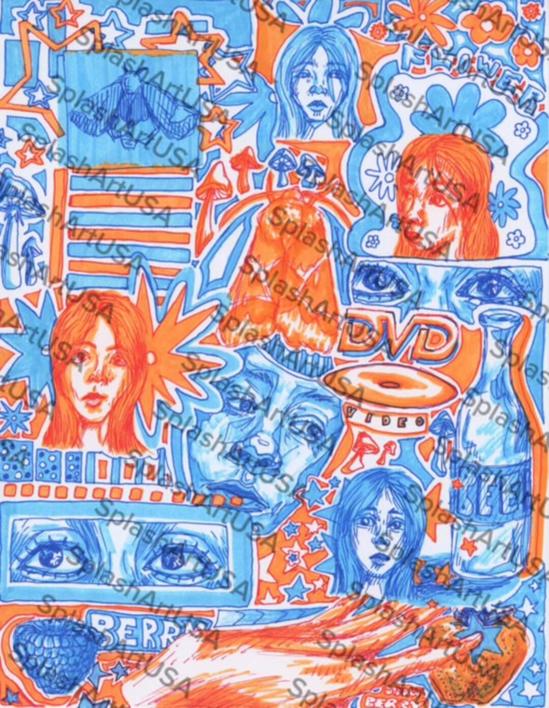 Berry, Highlights in Orange and Blue, 2024 - Etsy