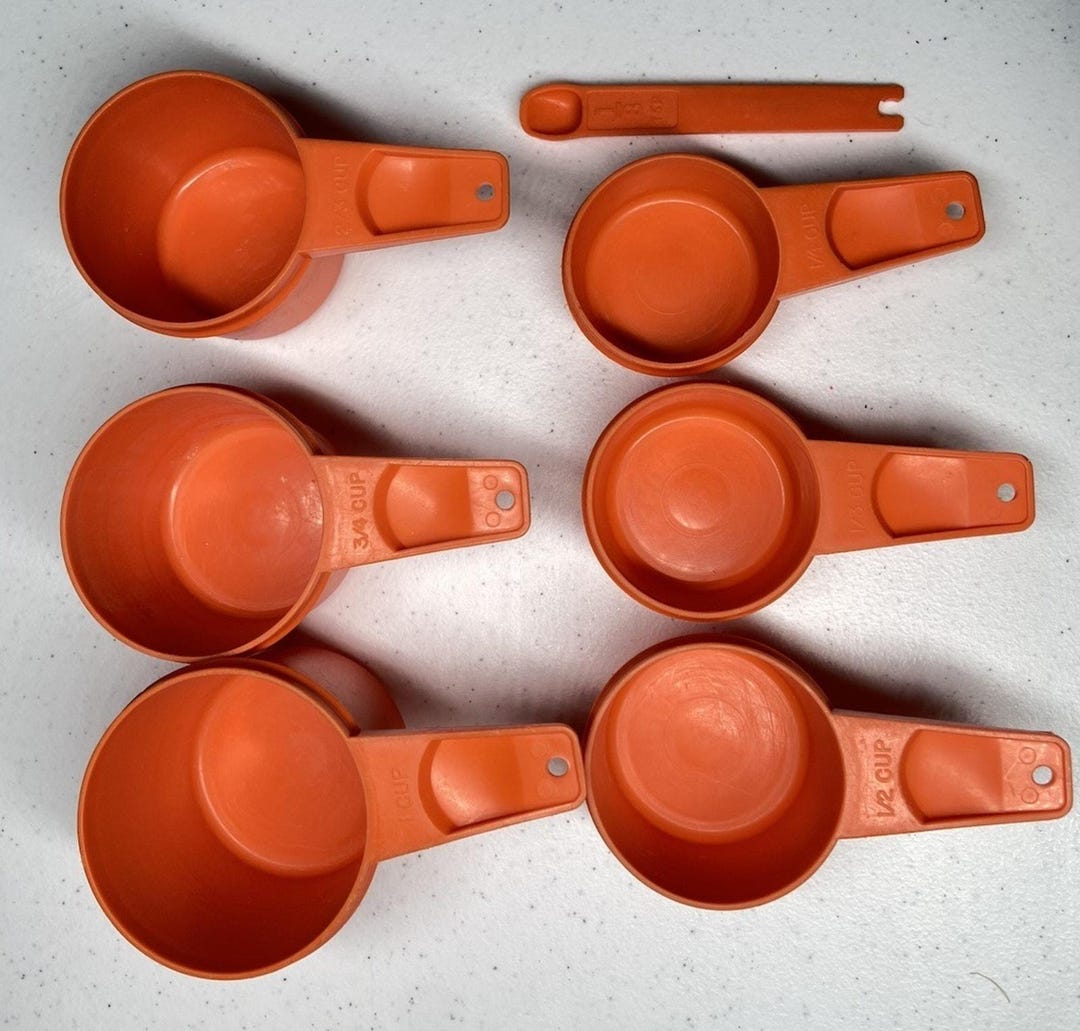 Vintage Orange Tupperware Measuring Cups Complete 6 Piece Set - Etsy