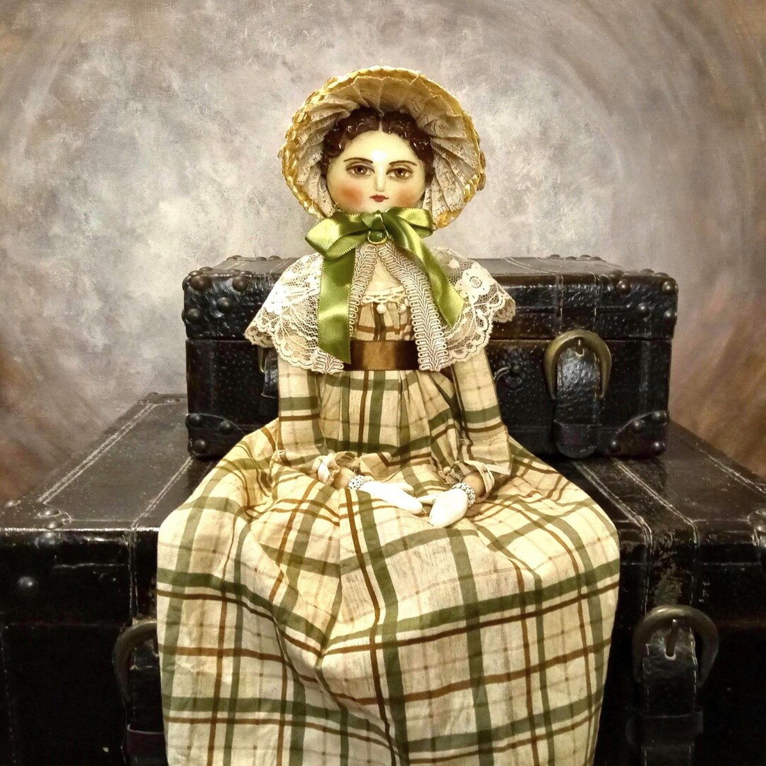 18" Regency Style Doll Bonnet, Gloves, Jewelry, Neutral Tones Dress - Etsy