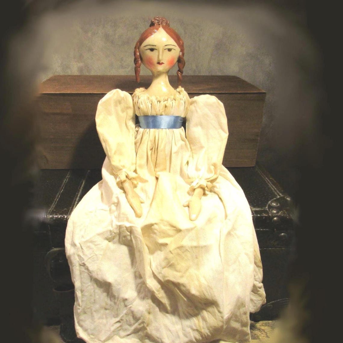 Customized Spin Curls, Curly Bun Primitive Regency Doll Ecru Muslin ...