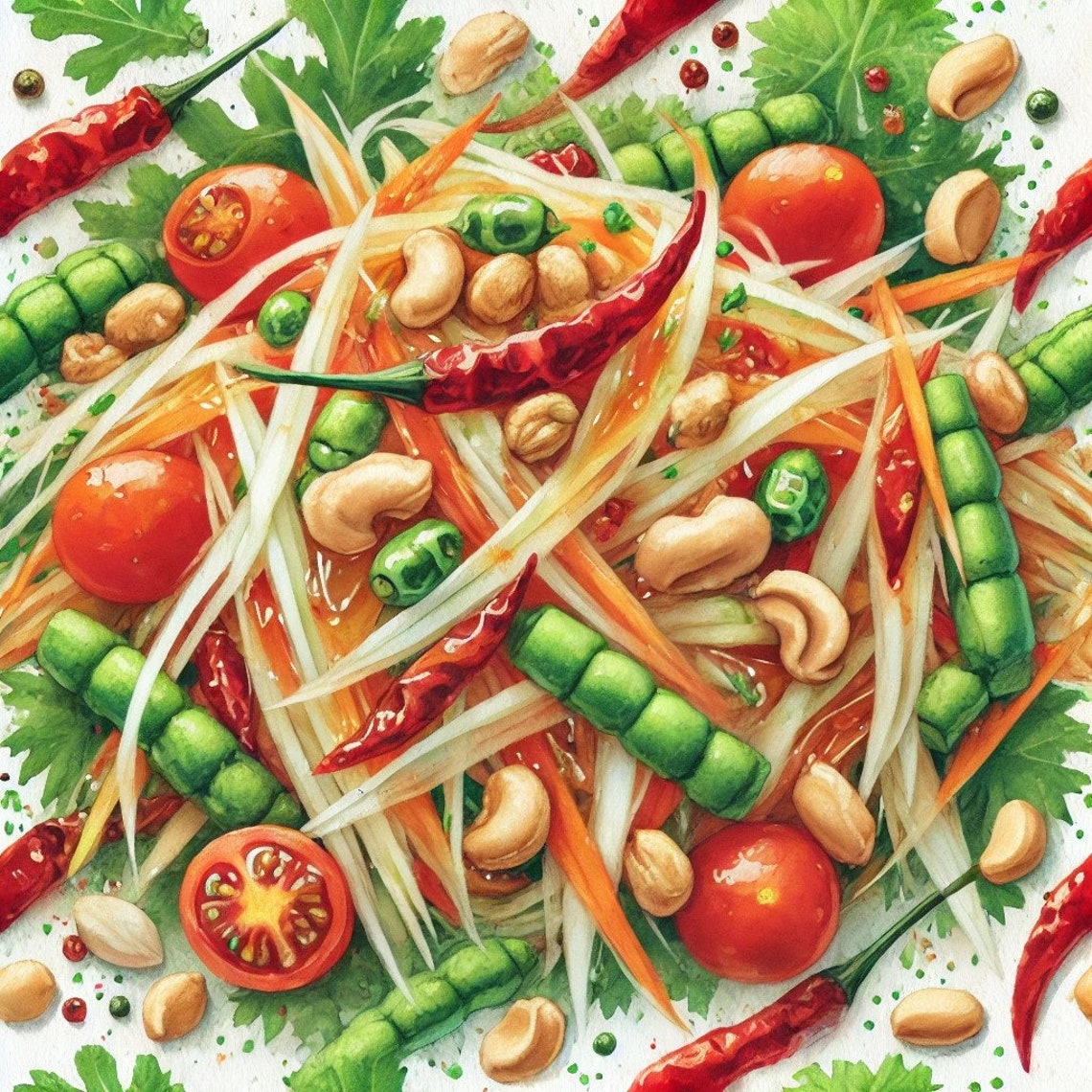 Thai Food, 3 Pics, Seamless Pattern, Digital Print - Etsy