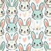 Cute Rabbit, 5 Pics, Pastel, Cartoon, Seamless Pattern, Digital Print ...