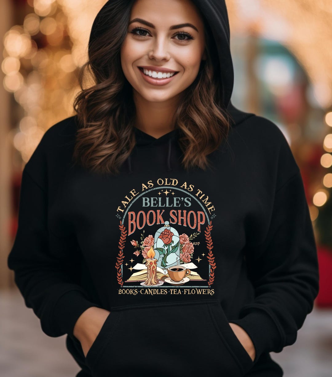 Retro A Tale as Old as Time Belle's Book Shop Hoodie, Princess Belle's ...
