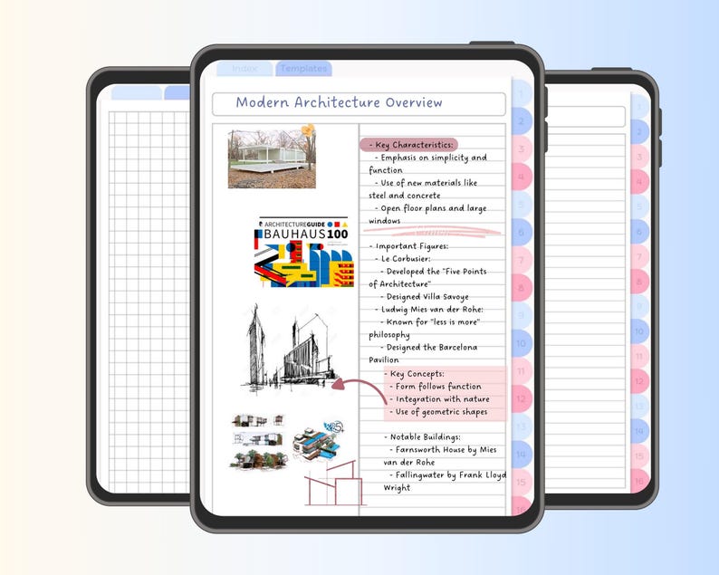 Digital Undated Notebook, Blue & Pink Theme, Cute Digital Notebook ...