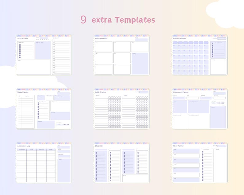 Tricolor Pastel Digital Notebook, iPad Student Notes (digital Download ...