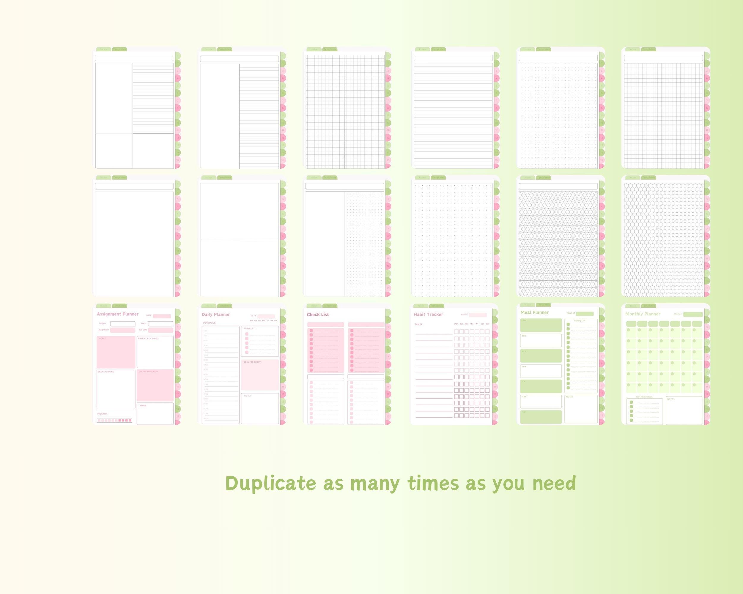 Green & Pink Digital Student Notebook, iPad Notes (digital Download) - Etsy