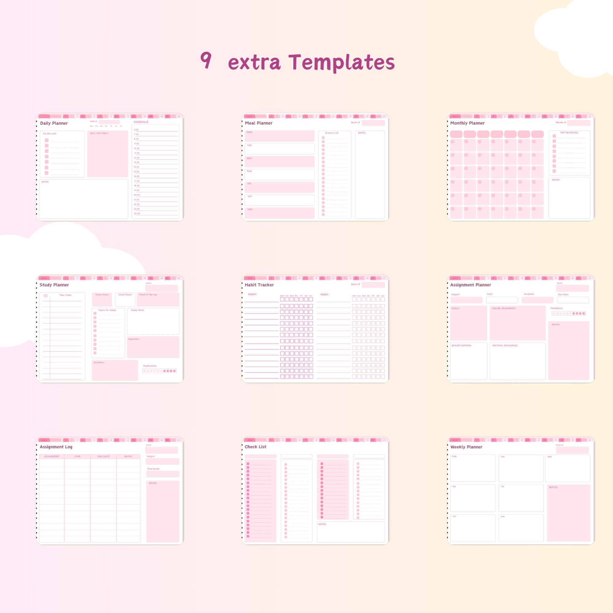 Pink Pastel Digital Notebook, Undated Student iPad Template (digital ...