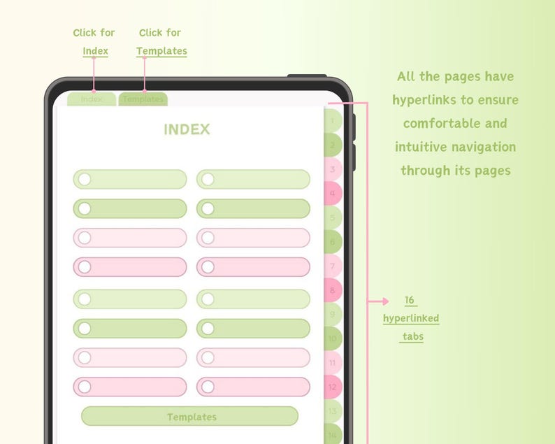 Green & Pink Digital Student Notebook, iPad Notes (digital Download) - Etsy