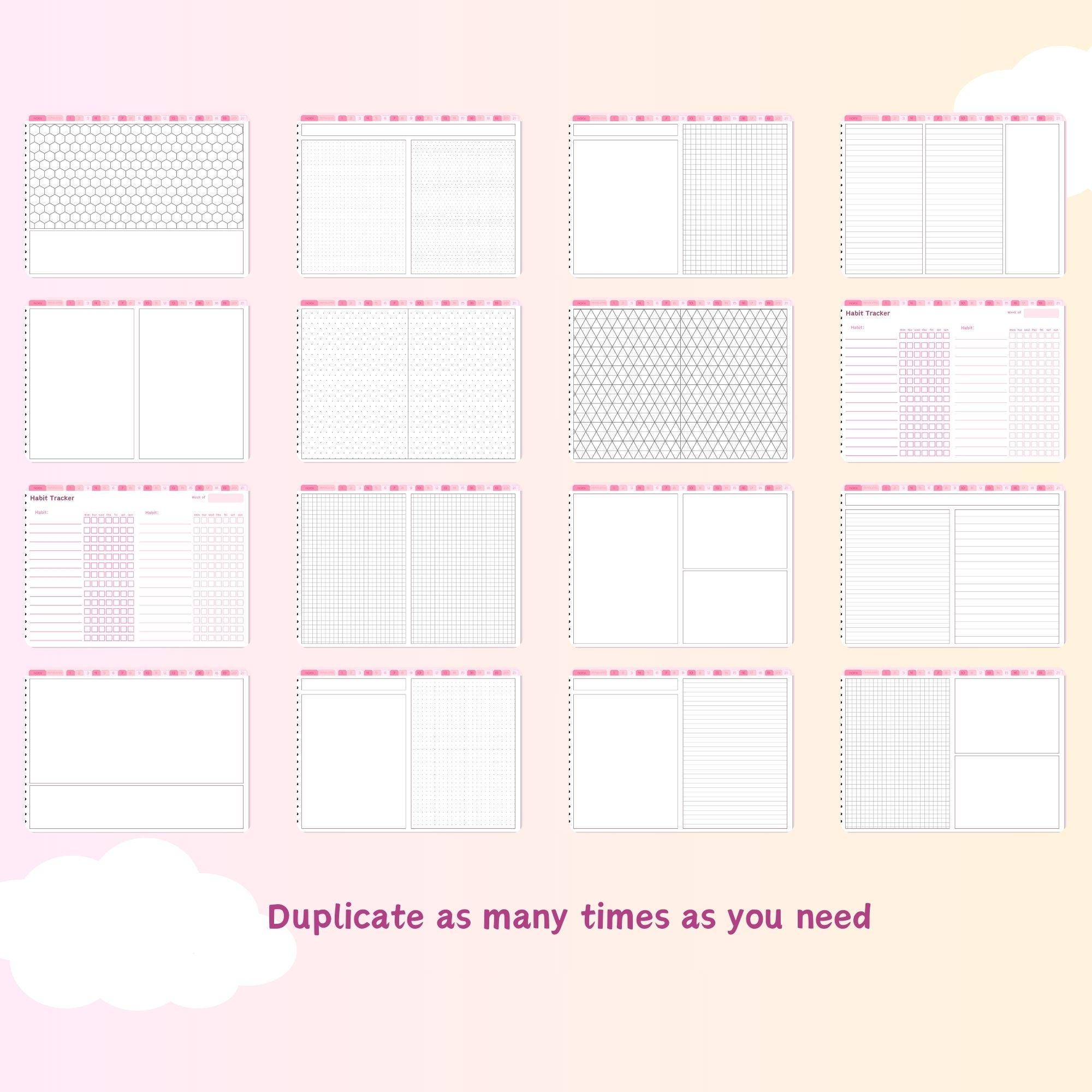 Pink Pastel Digital Notebook, Undated Student iPad Template (digital ...