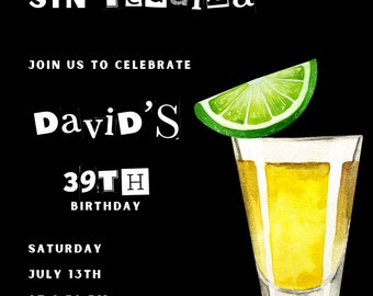 Tequila Drink Birthday Party Invitation, Bar Night Cocktail Margarita ...