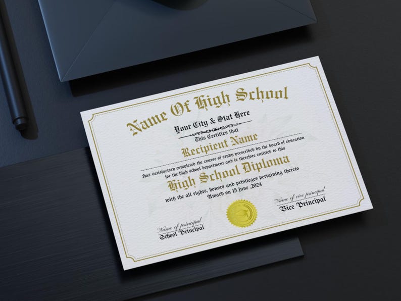 Editable High School Diploma Template, Homeschool Diploma Template ...