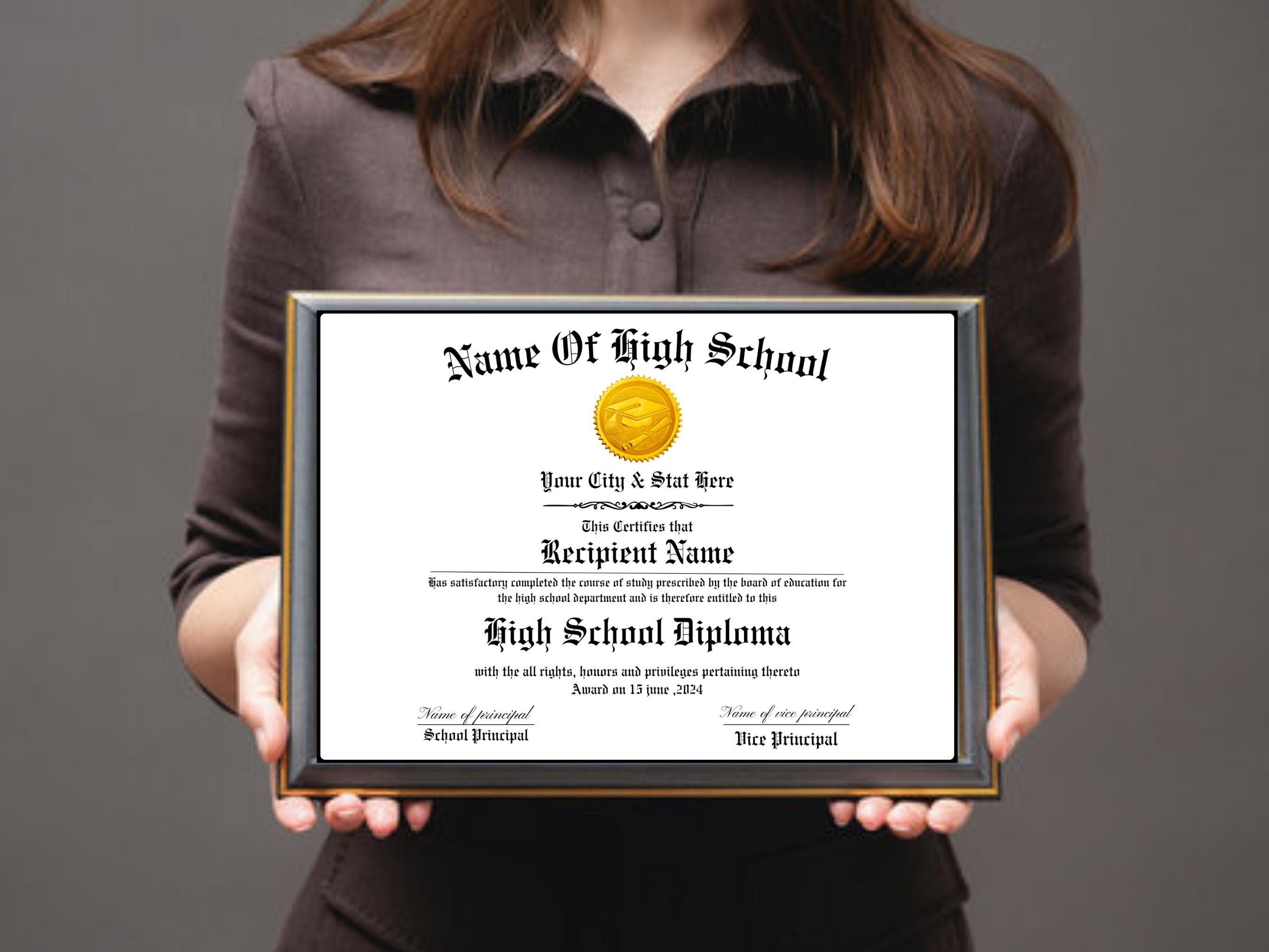 Editable High School Diploma Template, Graduation Gift Diploma ...