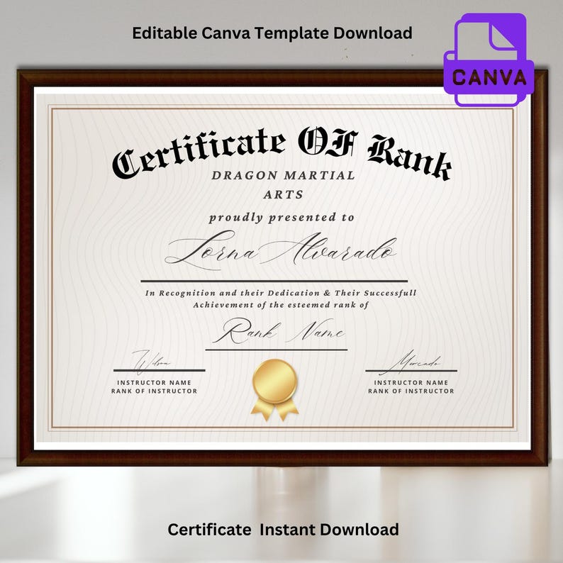 Editable Certificate of Rank Template, Rank Certificate, Printable ...