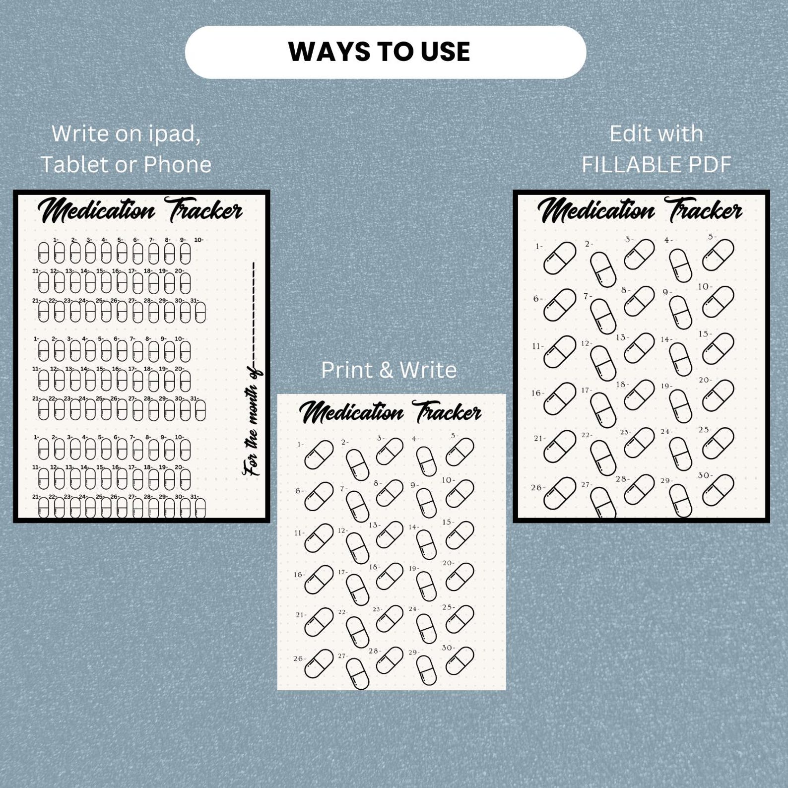 Medication Tracker Template, Medication Tracker, Health Tracker, Pill ...