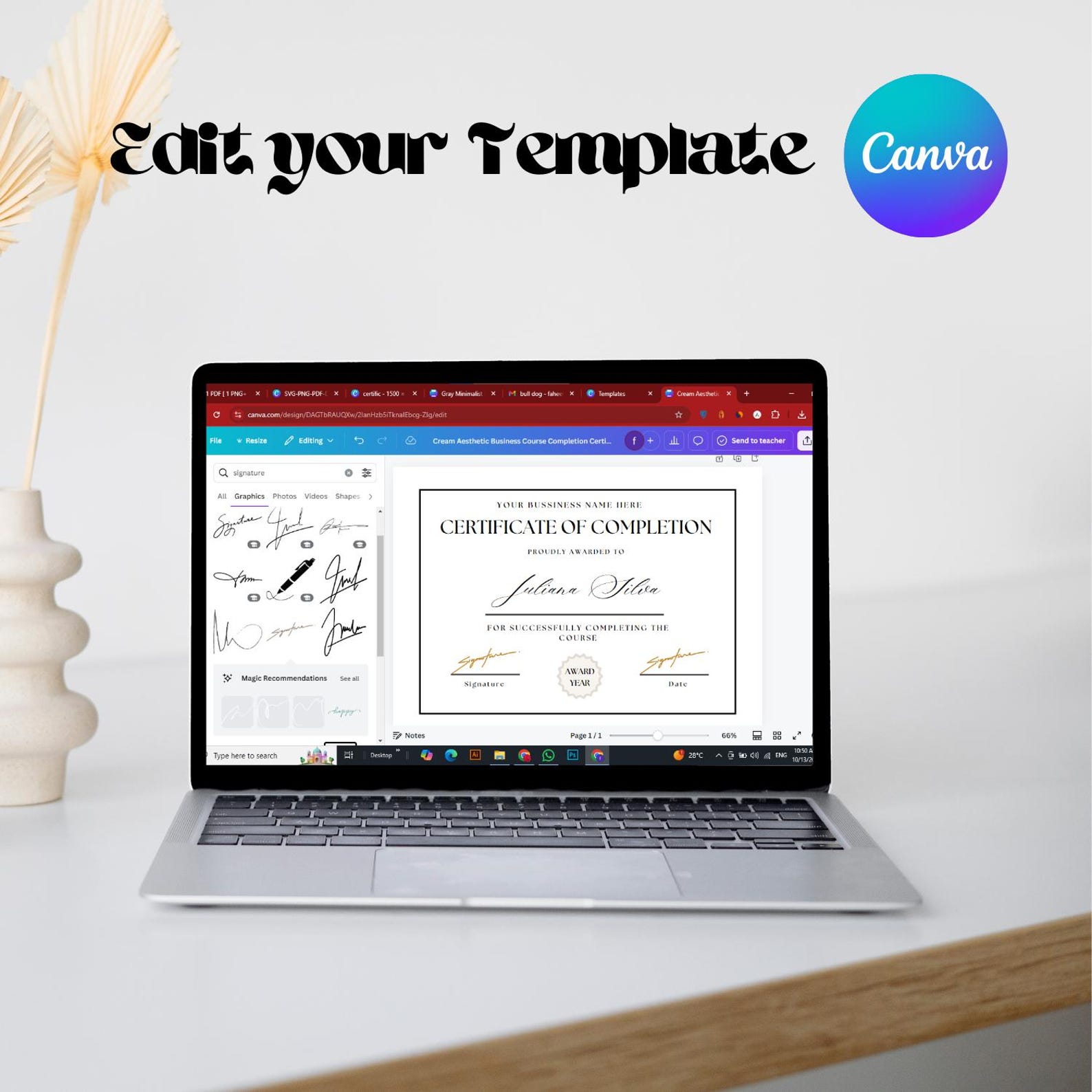 Editable Certificate of Completition Template, Graduation Certificate ...