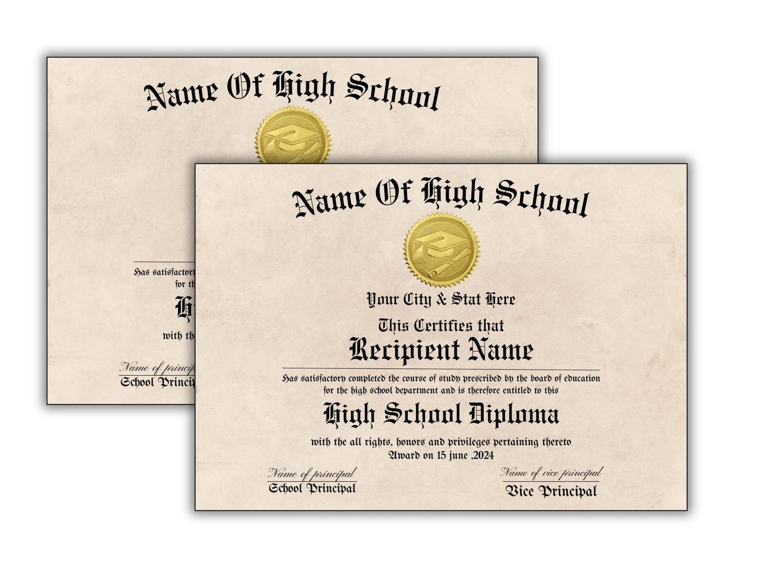 Printable High School Diploma Template, Homeschool Diploma Template ...