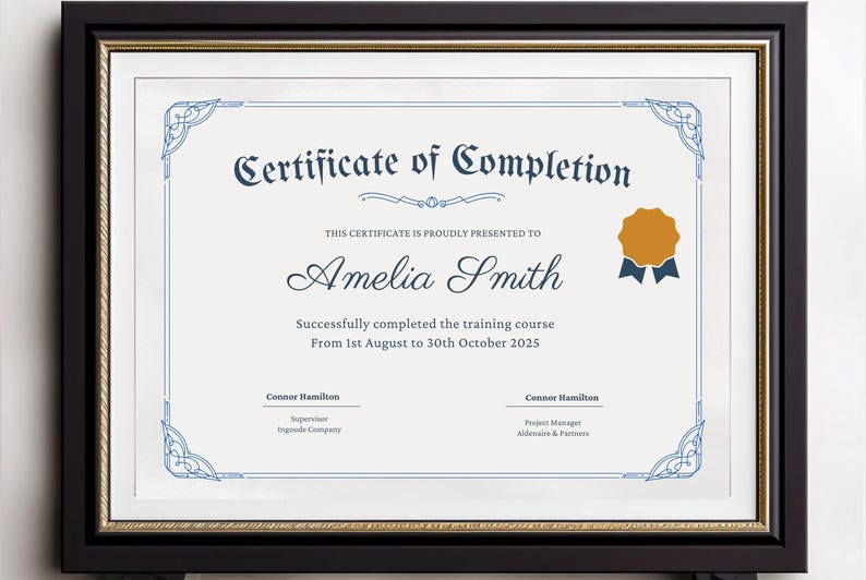 Certificate of Completion| Training Course Certificate| DIY Course ...