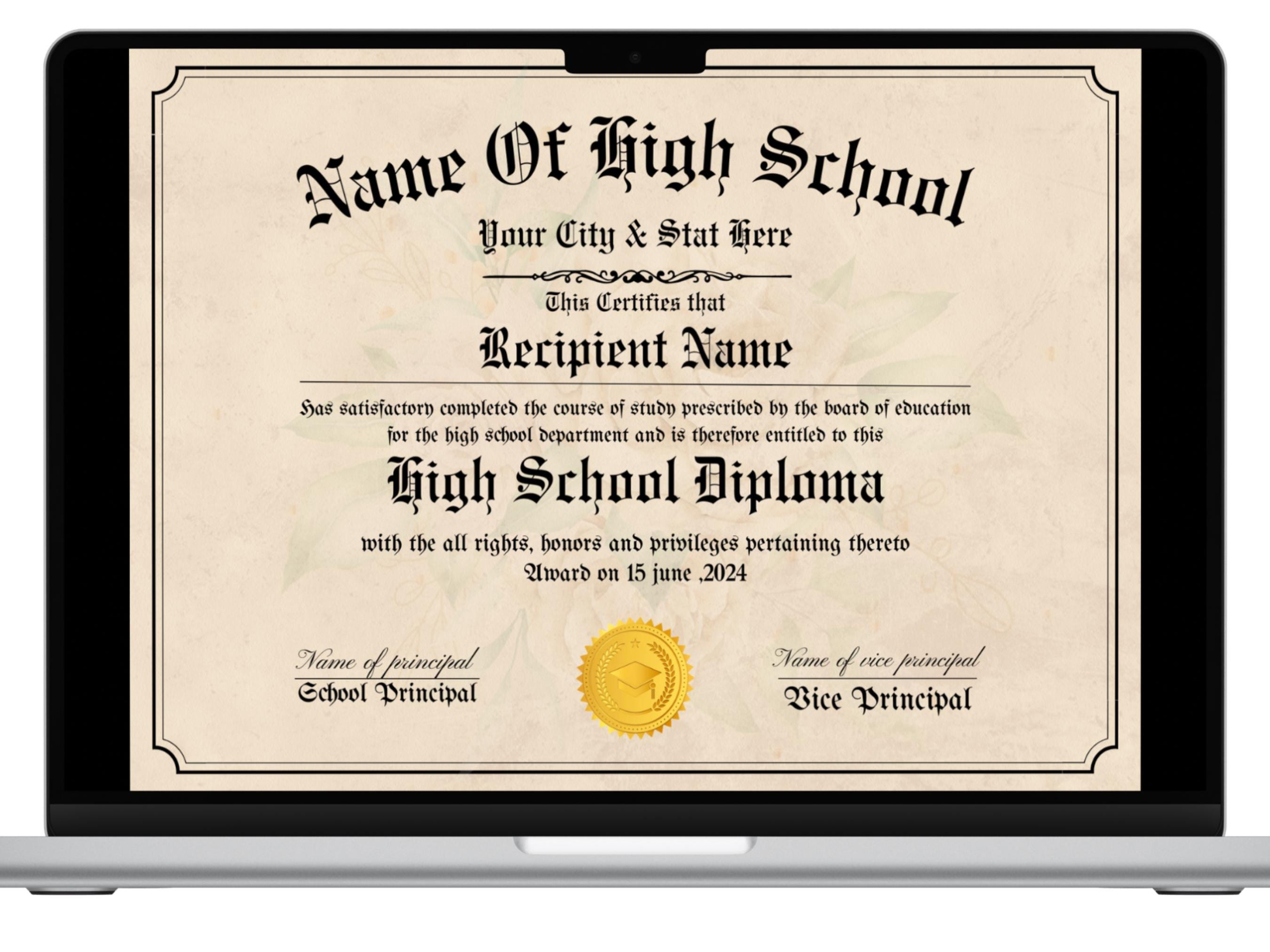 Editable High School Diploma Template, Homeschool Diploma Template,high ...