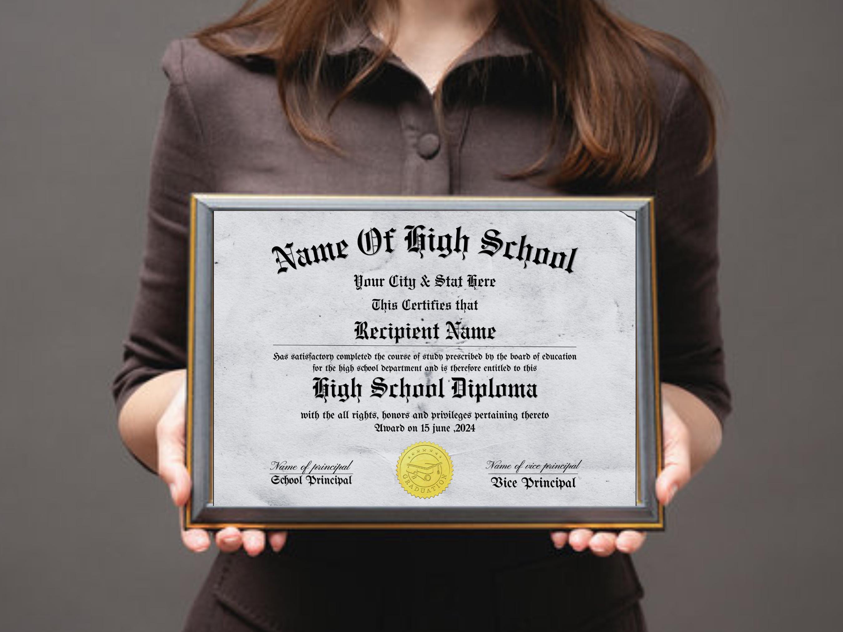 High School Diploma Template, High School Diploma With Gold Seal ...