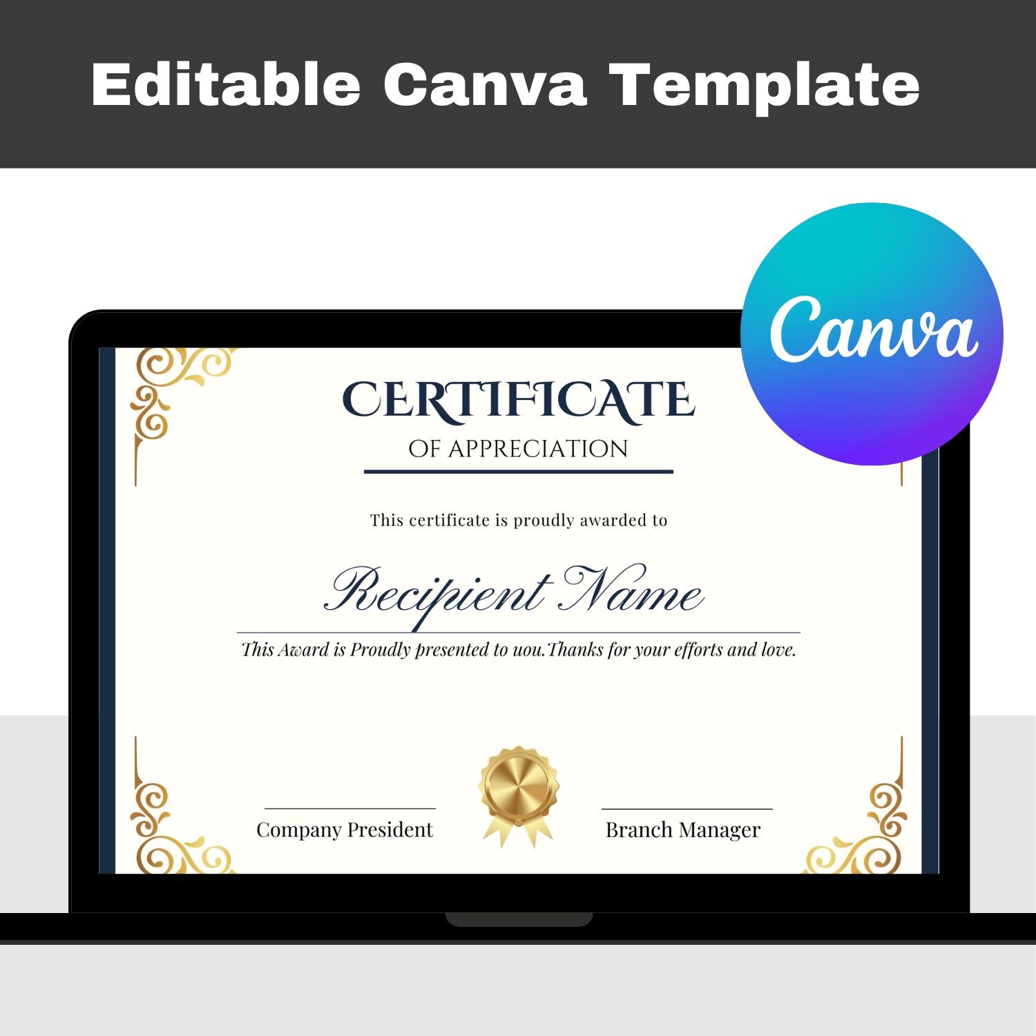 Editable Certificate of Appreciation Template, Graduation Certificate ...