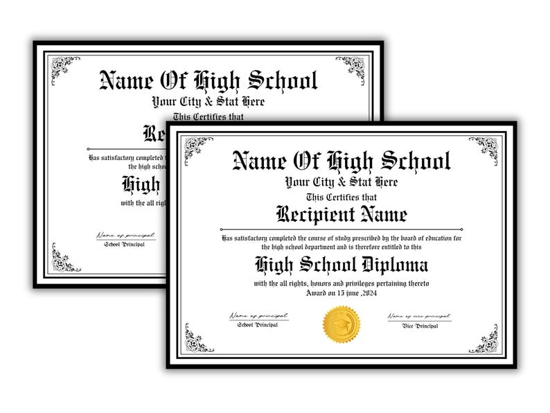 Editable High School Diploma Template, Homeschool Diploma Template ...