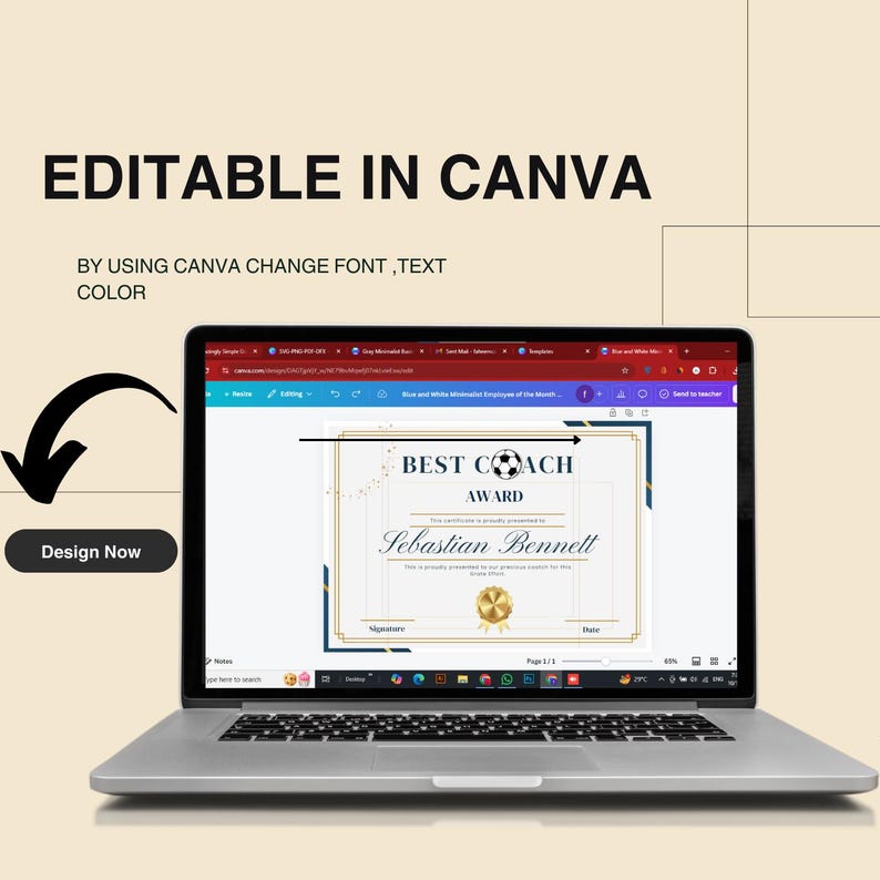 Editable Best Coach Certificate, Soccer Coach Certificate, Soccer Coach ...