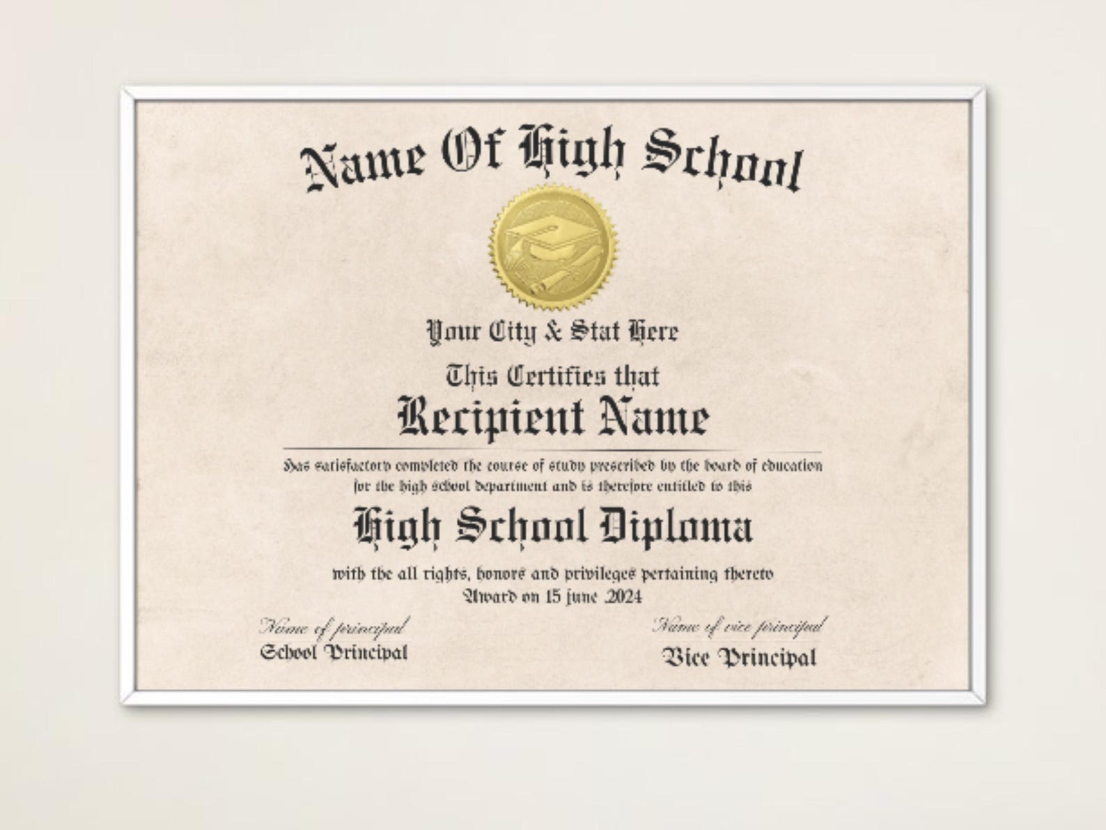 Printable High School Diploma Template, Homeschool Diploma Template ...