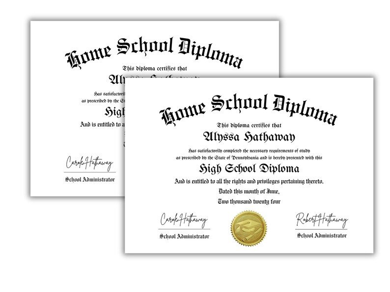 Printable Home School Diploma Template, High School Graduation Diploma ...