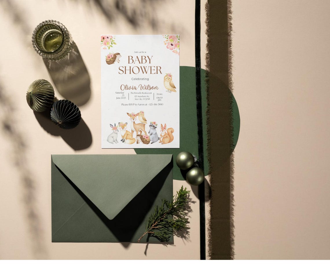 Editable Animal Baby Shower Invitation, Baby Shower Template, Oh Baby ...