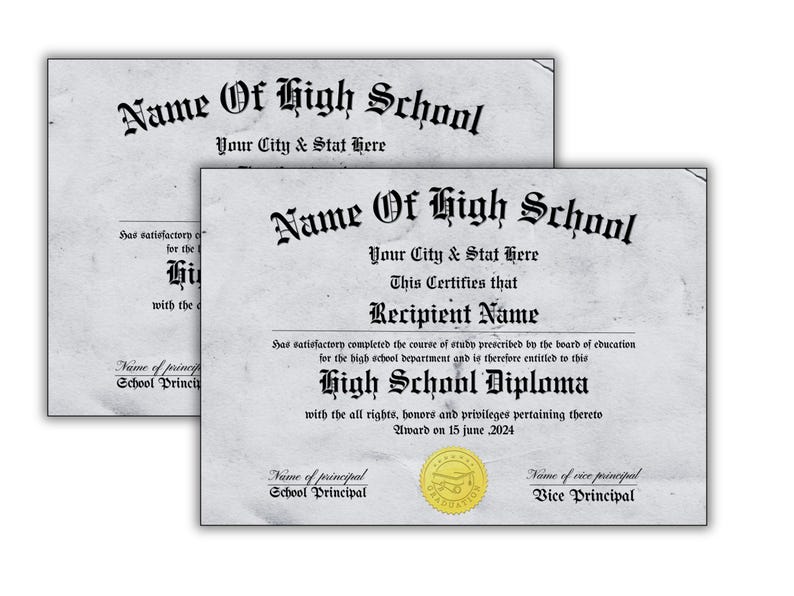High School Diploma Template, High School Diploma With Gold Seal ...