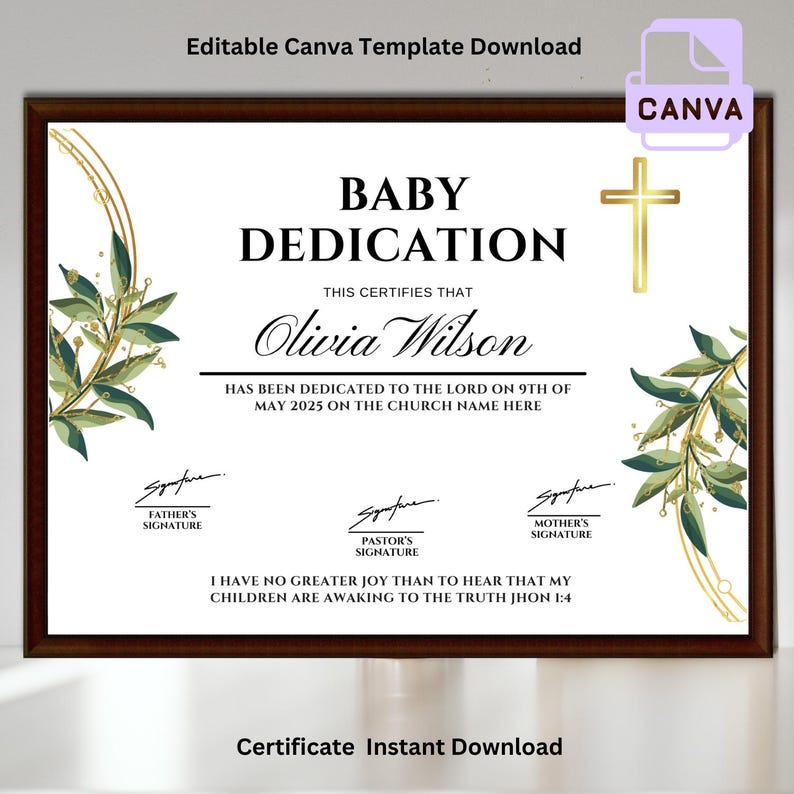 Baby Dedication Certificate Template, Child Dedication Certificate ...