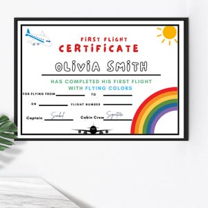 First Flight Certificate for Kids, Certificate Template, Surprise Gift ...