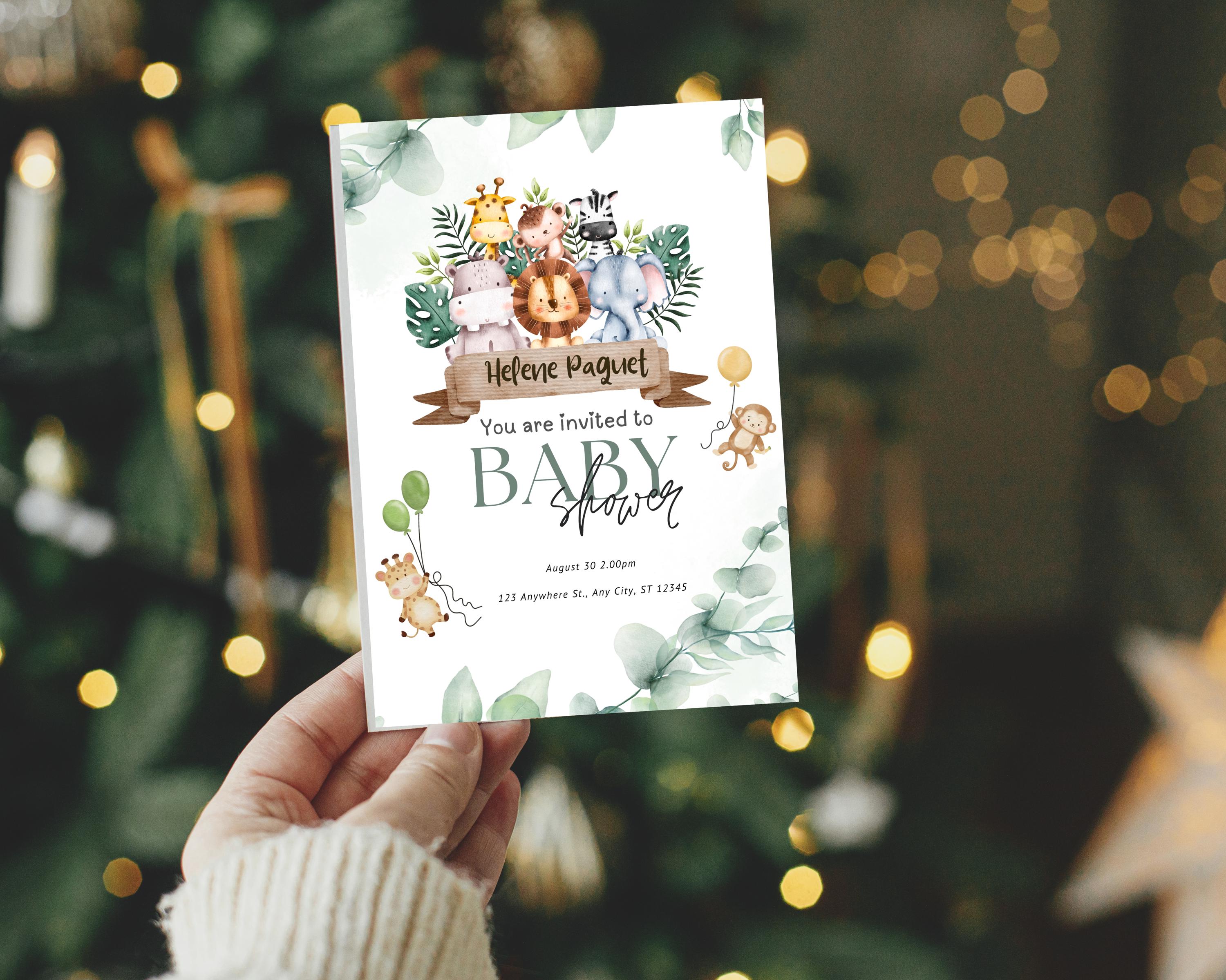 Editable Baby Shower Invitation Template, Printable Eucalyptus Safari ...