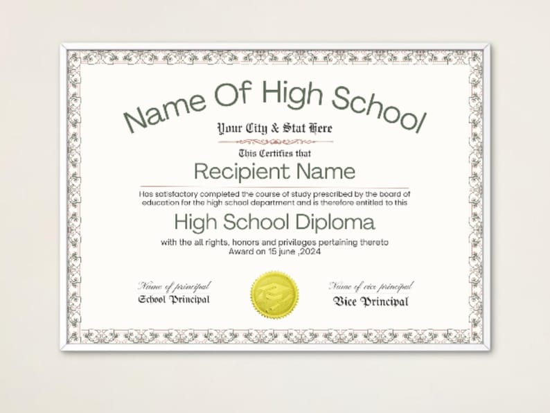 Printable High School Diploma Template, Homeschool Diploma Template ...